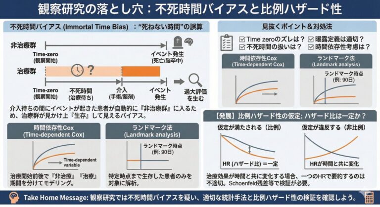 時間軸のズレが因果を狂わせる 〜不死時間バイアス（Immortal Time Bias）を徹底解説〜｜にゅ〜ろろぐ｜脳の羅針盤